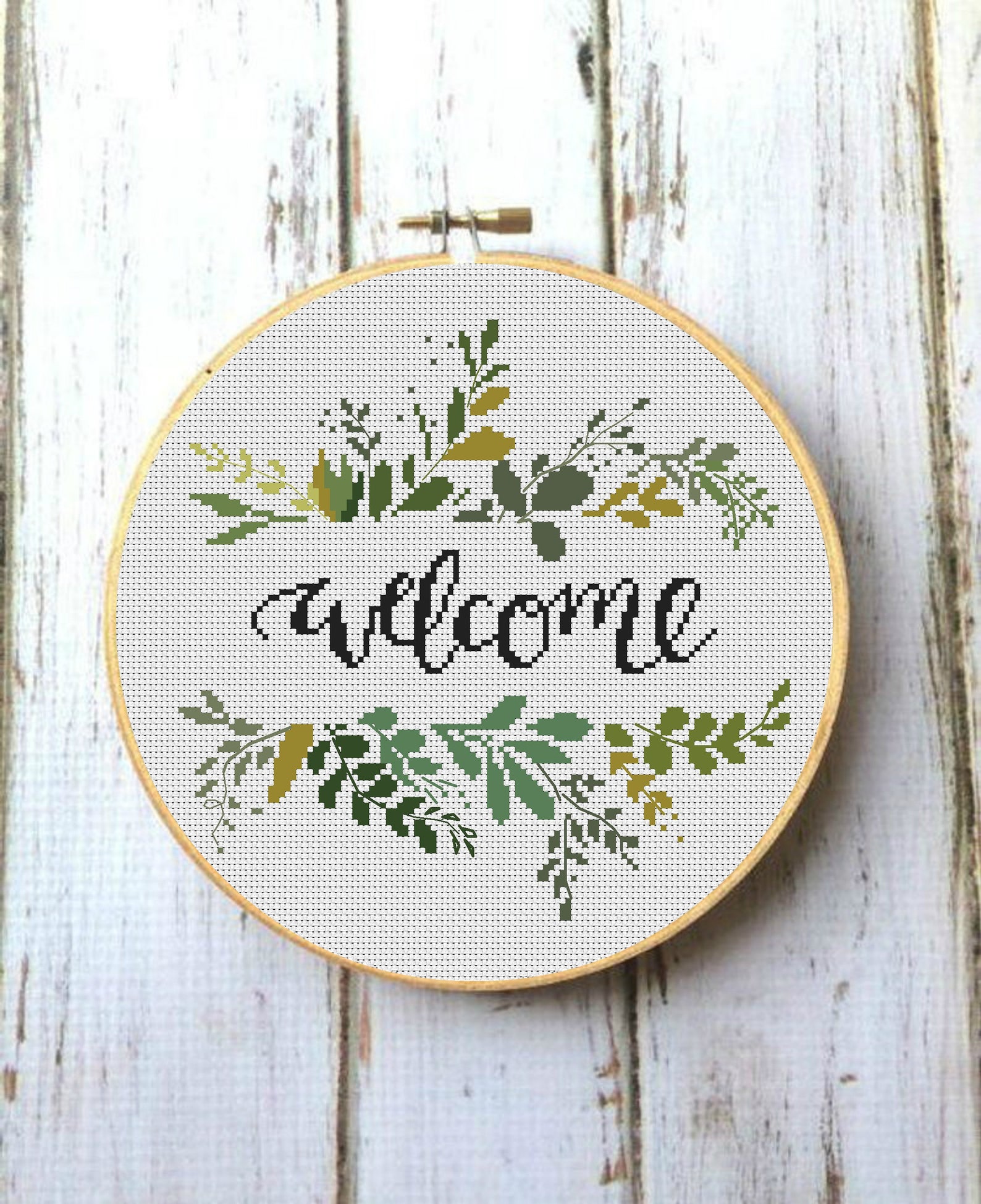 Welcome Cross Stitch Pattern Modern Cross Stitch Floral - Etsy