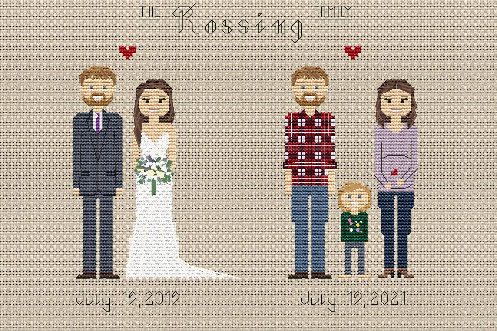 Personalized Cross Stitch PDF Pattern Custom Family - Etsy