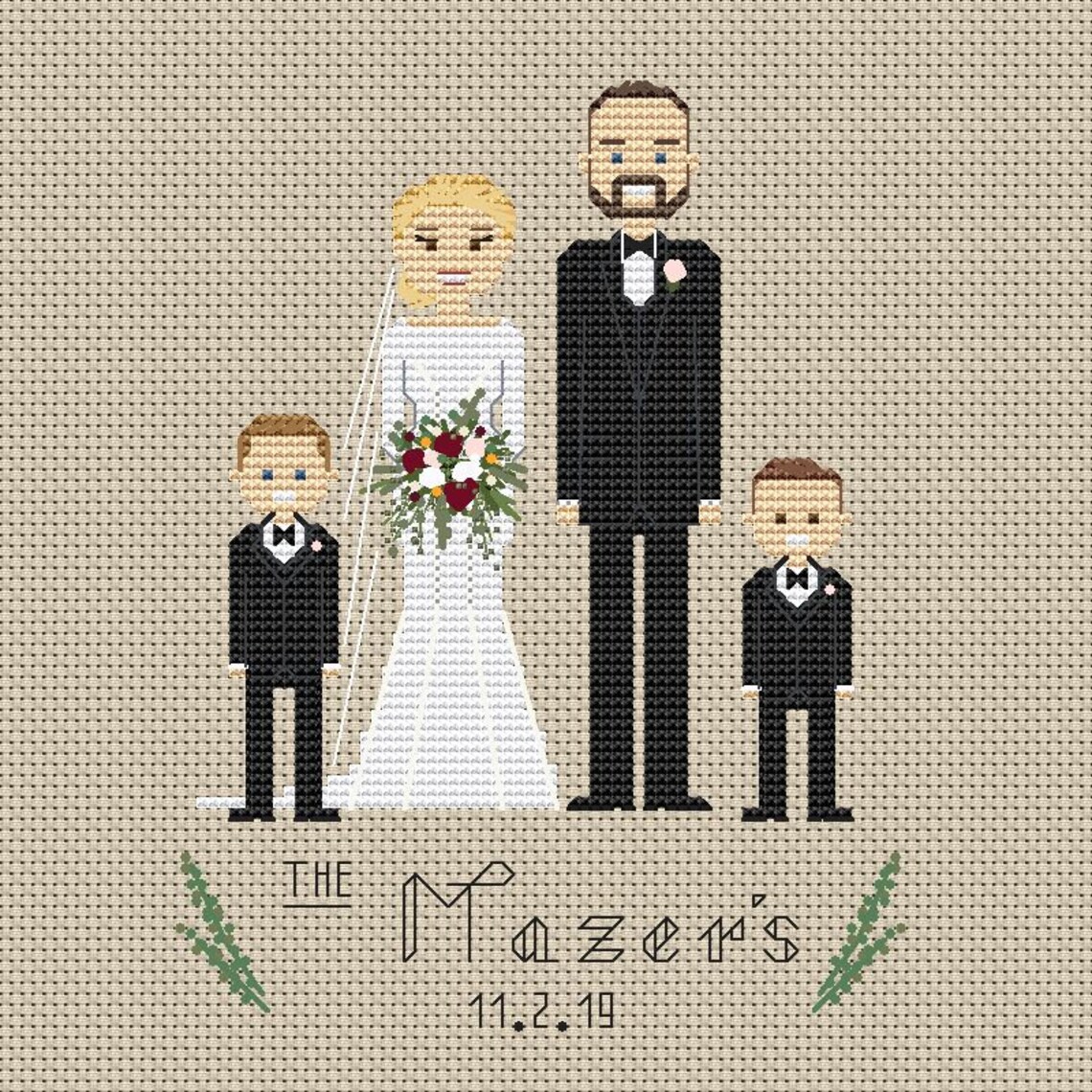Cute Couple Cross Stitch Pattern PDF Personalized Wedding - Etsy