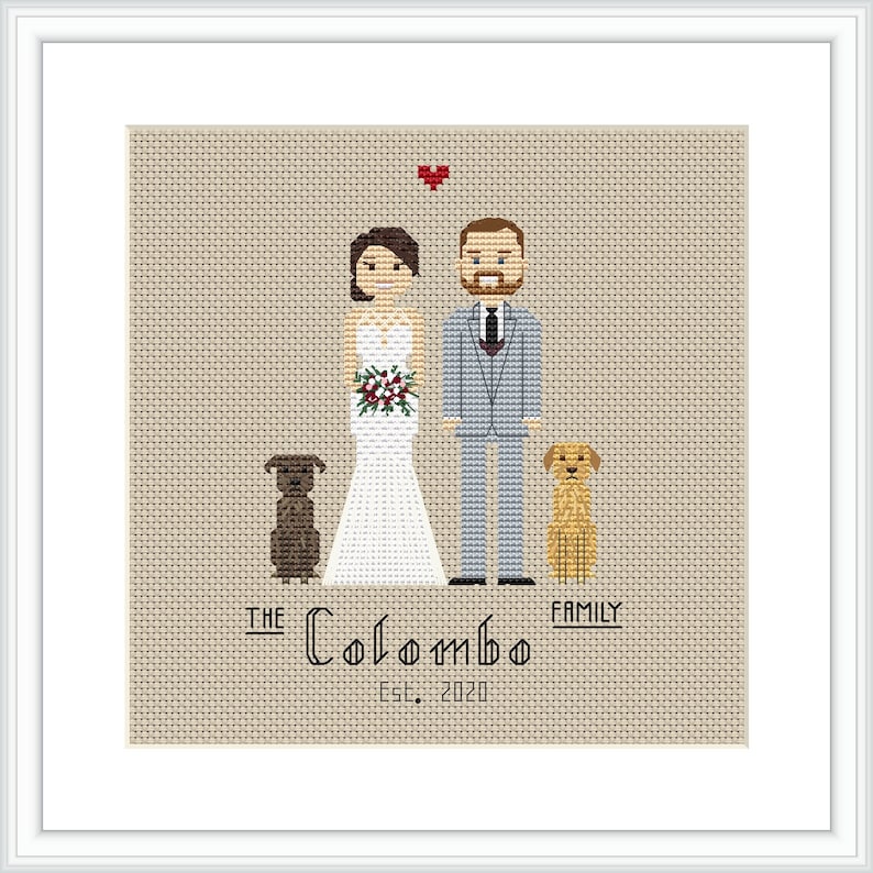 Cute Couple Cross Stitch Pattern PDF Personalized Wedding - Etsy