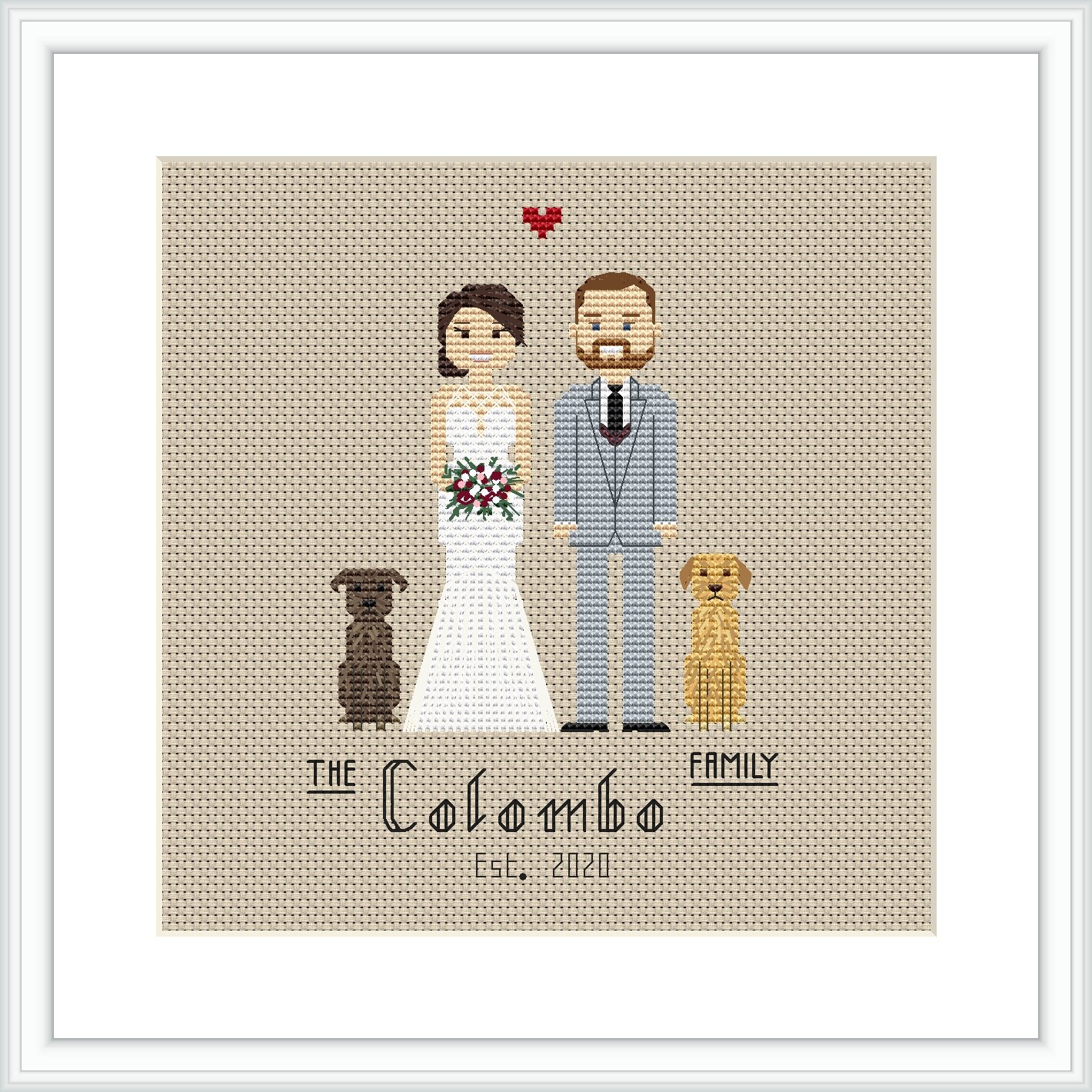 Cute Couple Cross Stitch Pattern PDF Personalized Wedding | Etsy