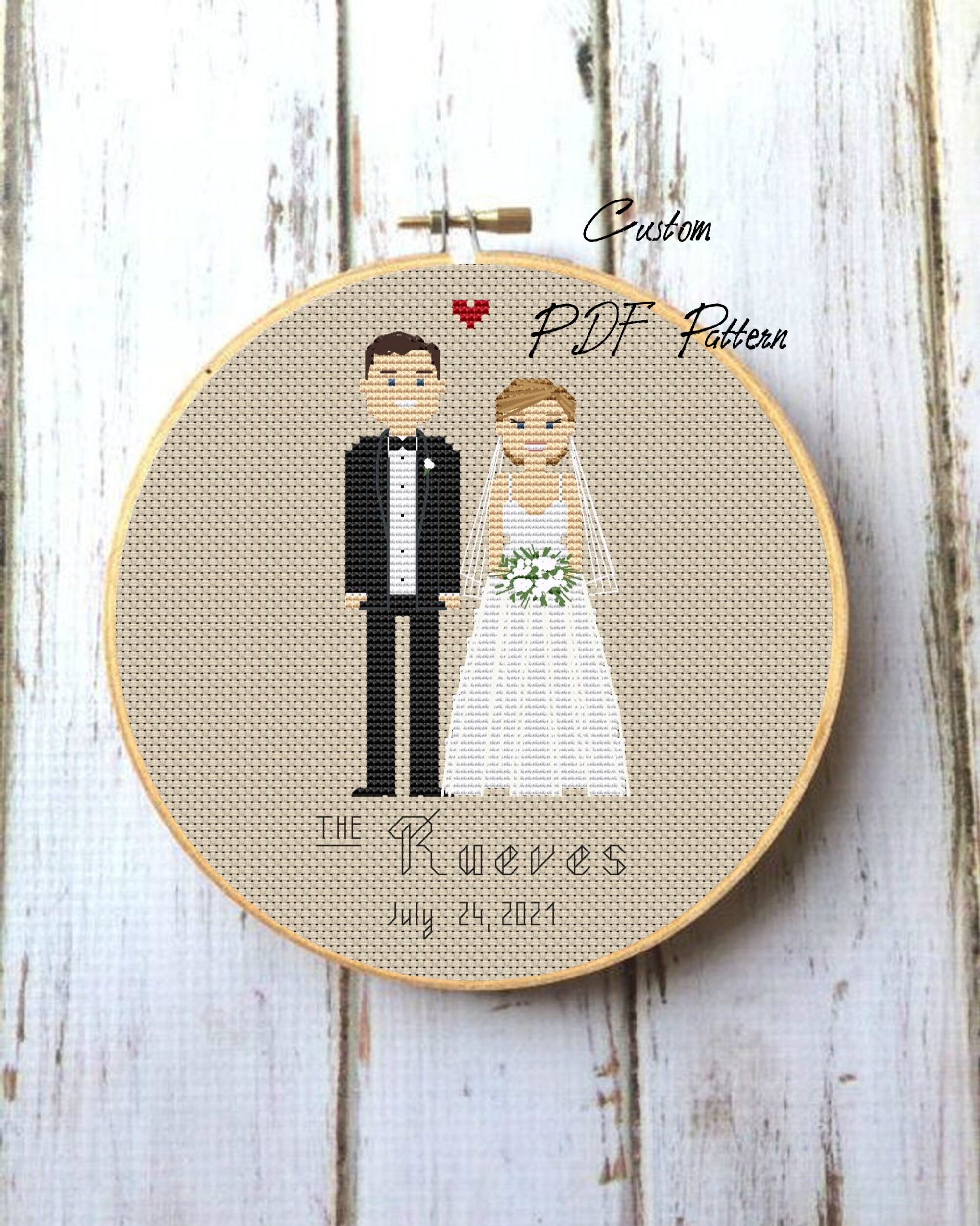 Custom Wedding Cross Stitch Pattern PDF Bridal Shower Gift - Etsy