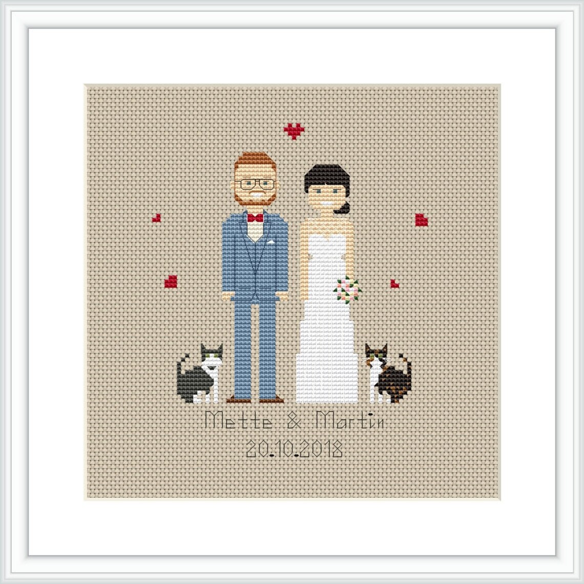 Cute Couple Cross Stitch Pattern PDF Personalized Wedding - Etsy