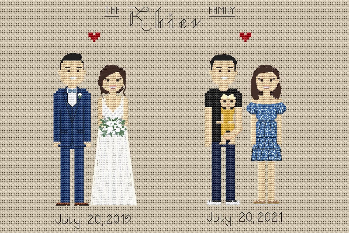 Personalized Cross Stitch PDF Pattern Custom Family - Etsy