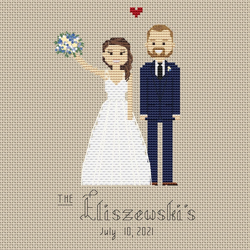 Cute Couple Cross Stitch Pattern PDF Personalized Wedding | Etsy India