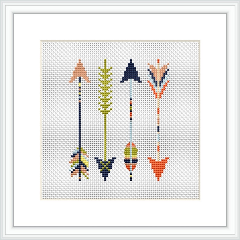 Arrows cross stitch pattern Easy cross stitch Aztec style | Etsy