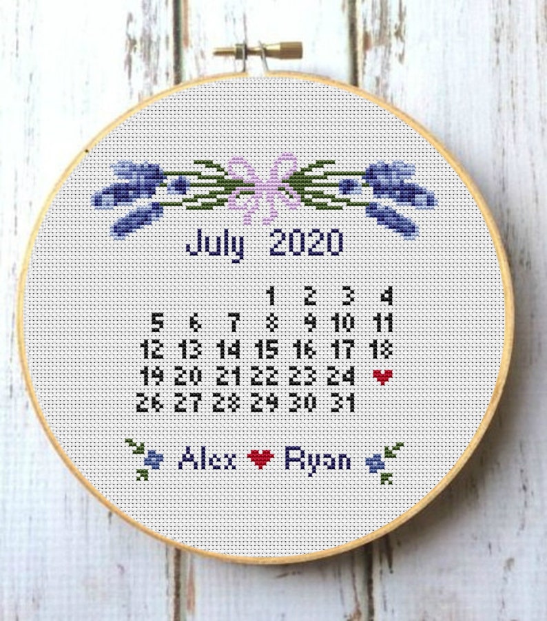 Custom Cross Stitch Wedding Personalized Wedding Lavender - Etsy