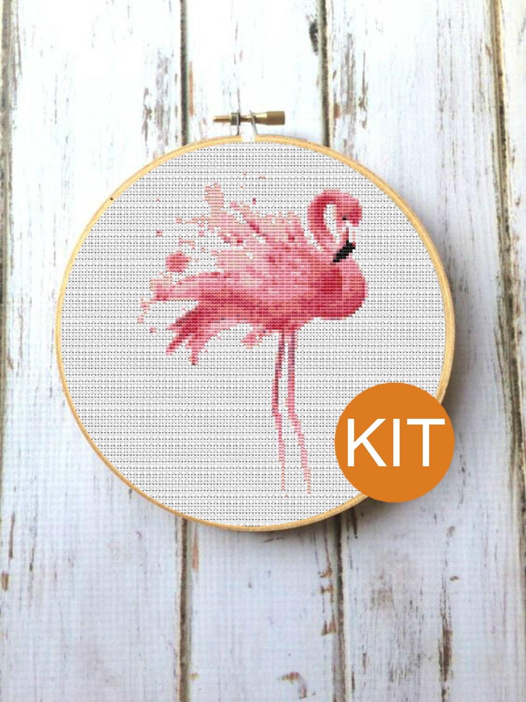 Flamingo Cross Stitch Kit: Modern Bird Needlepoint, DIY Gift - Etsy