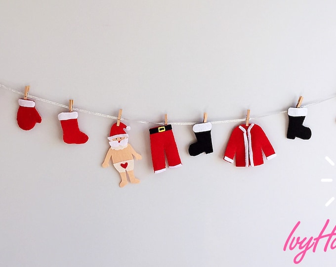 Santa's Christmas's Washing Line Bunting Garland/santa Claus Laundry ...