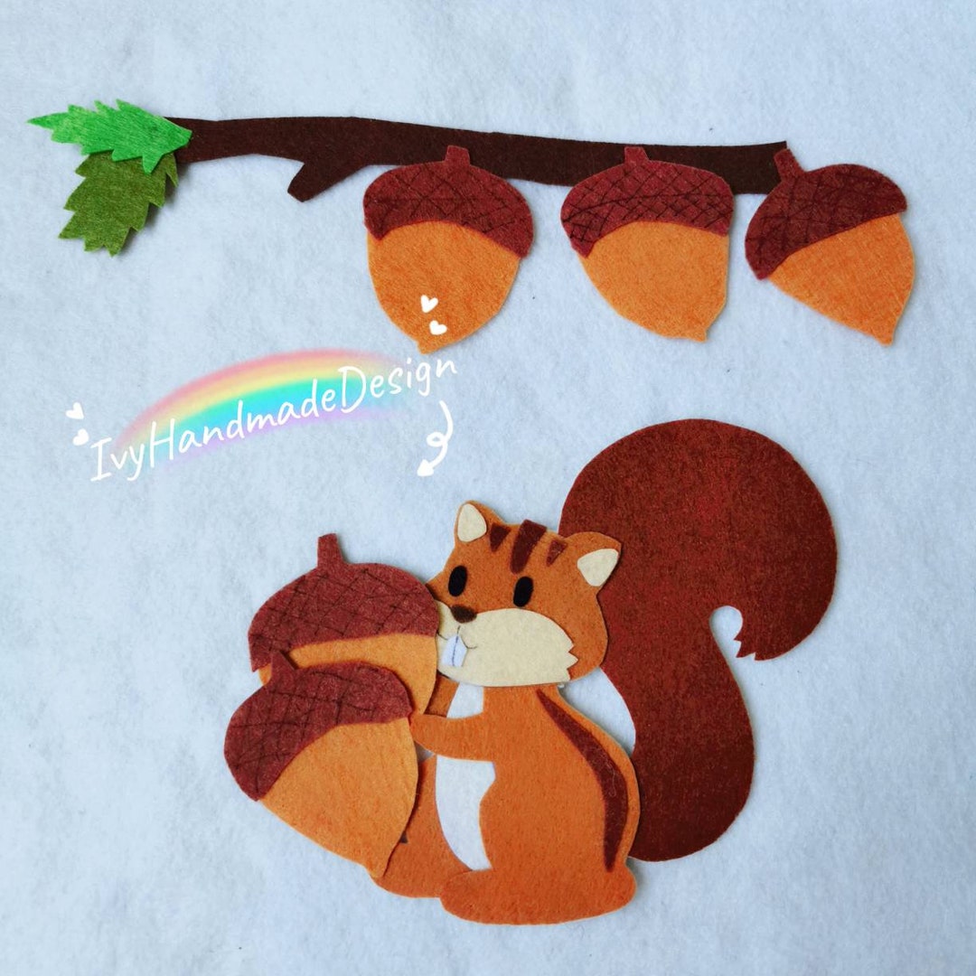 5 Little Acorns Felt Board Felt Set/squirrel Fall Autumn Theme Story ...
