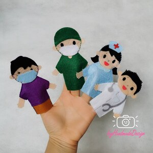 Doctor Nurse Patient Job Finger Puppet/community Helper Flannel Felt ...