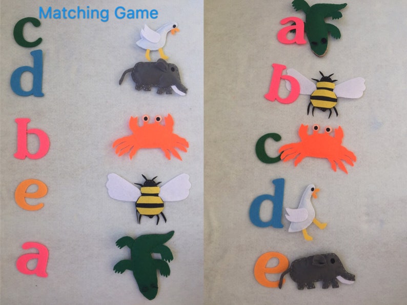 Abc Alphabet Animal/alphabet and Matching Animals Felt Set/stuffed ...