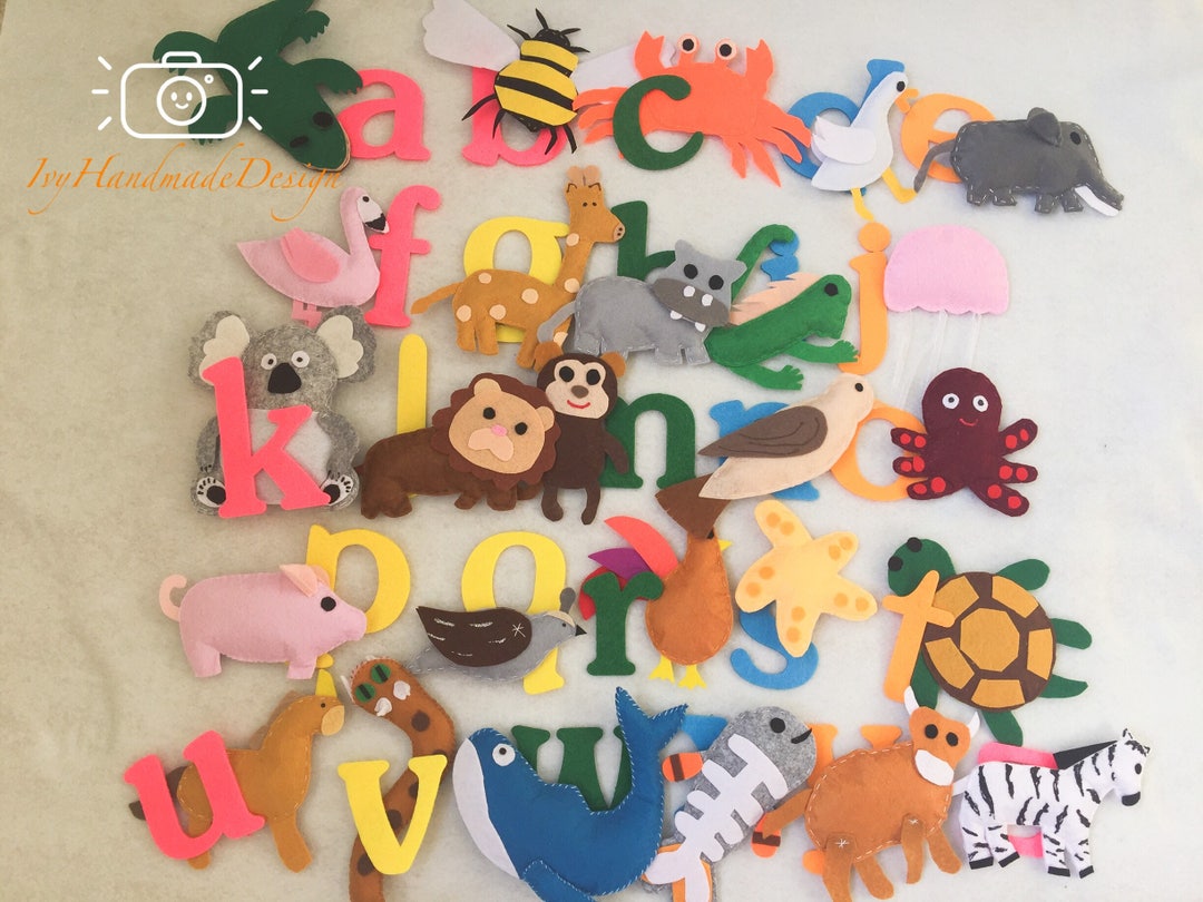 Abc Alphabet Animal/alphabet and Matching Animals Felt Set/stuffed ...