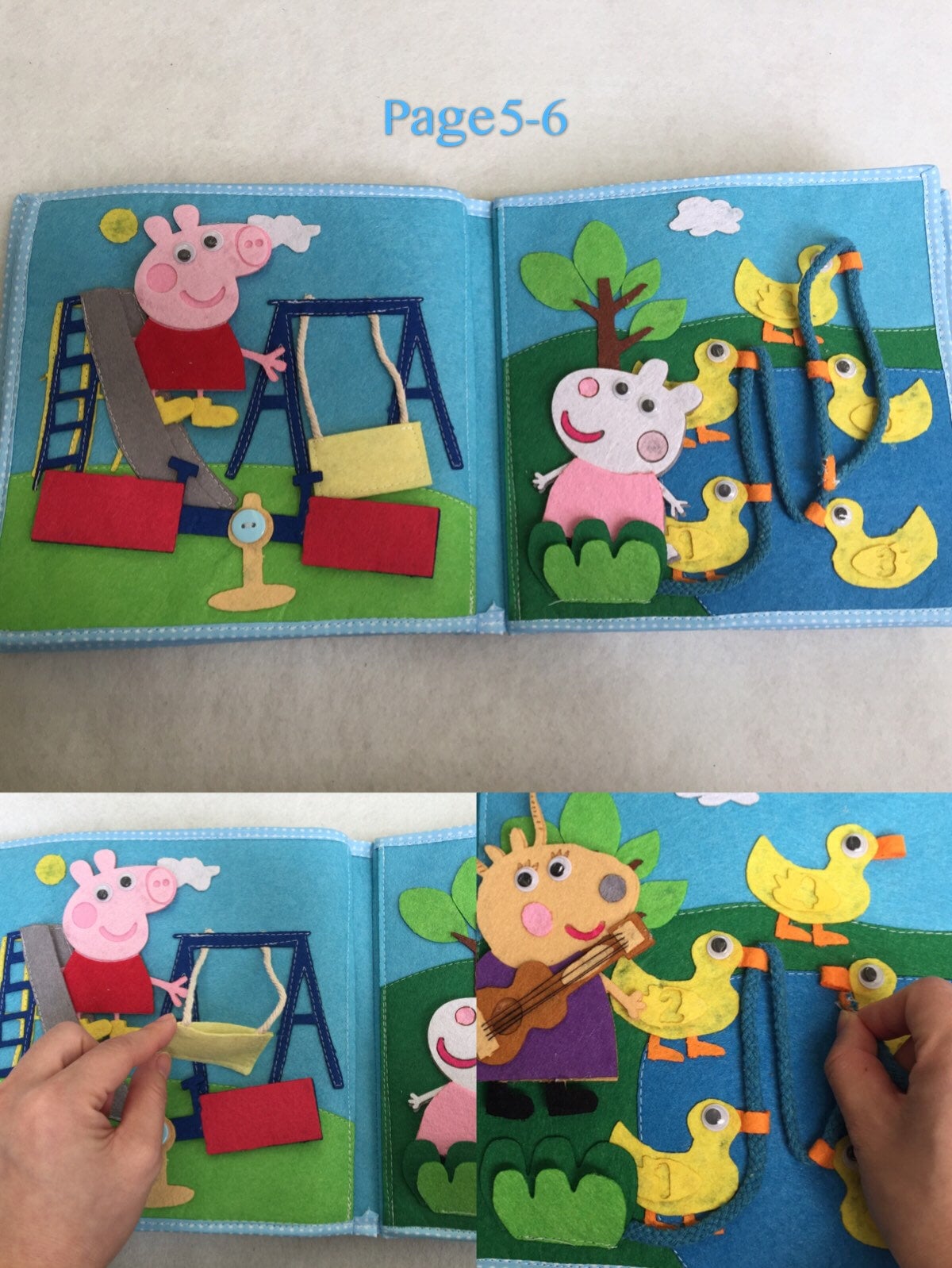 Peppa Pig Felt Busy Book/fabric Soft Quiet Book/educational | Etsy