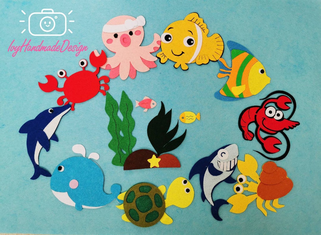 Ocean Creatures Felt Play Set/sea Animal Flannel Board/under Sea ...