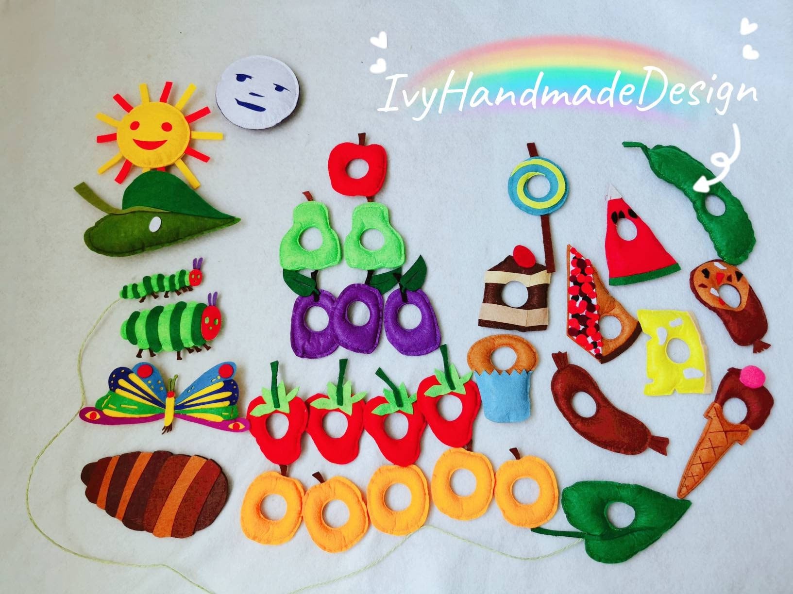 3D the Very Hungry Caterpillar Felt Food Set/felt - Etsy UK