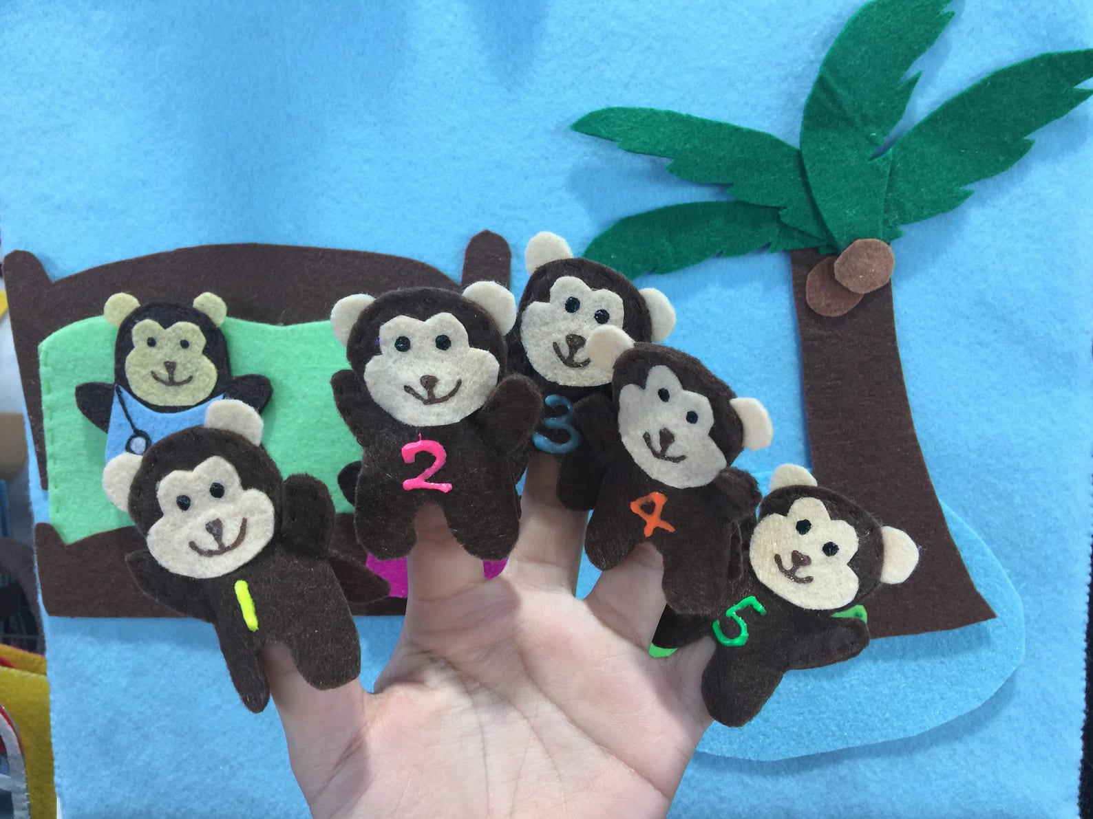 Five Little Monkeys Finger Puppet Set/monkeys Jumping on BED & - Etsy ...
