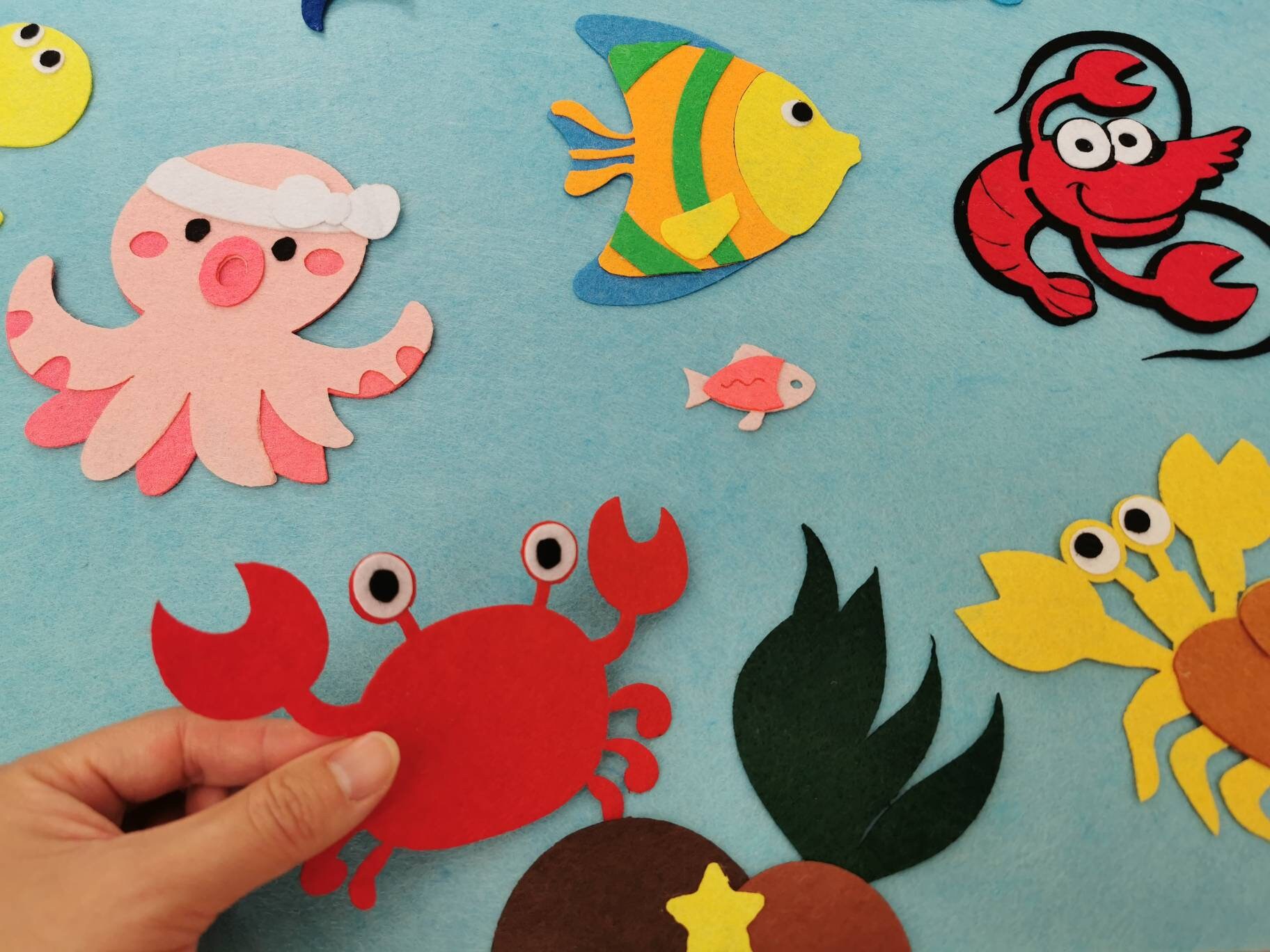 Ocean creatures felt play set/Sea animal Flannel Board/under | Etsy