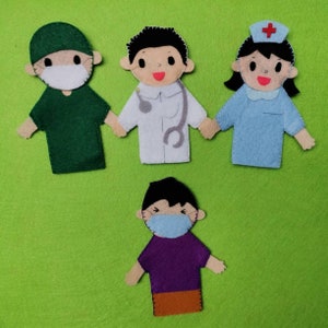 Doctor Nurse Patient Job Finger Puppet/community Helper Flannel Felt ...