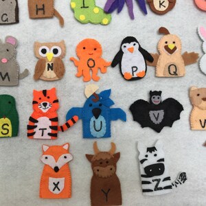 26 Animals Phonics Zoo Felt Finger Puppets/jungle Animal Wool Felt ...