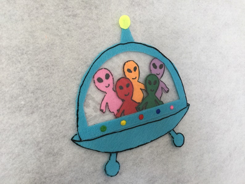 Five Little Men in a Flying Saucer Felt Board/song/circle | Etsy