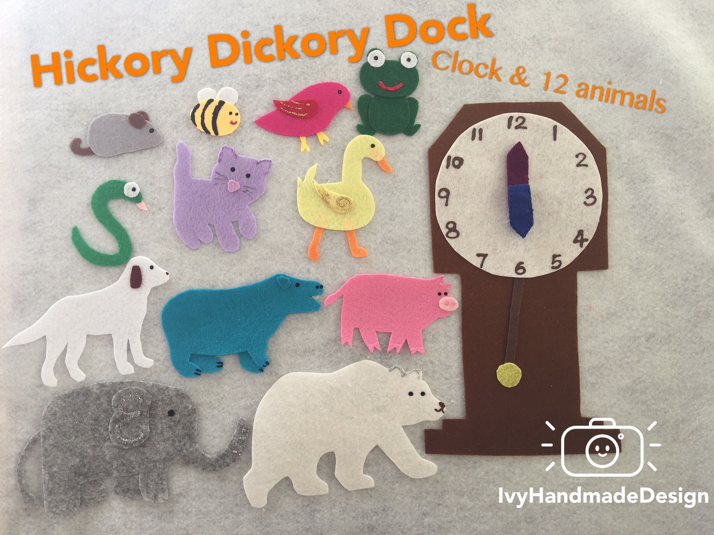 Hickory Dickory Dock Felt set/Preschool Activities/Flannel | Etsy