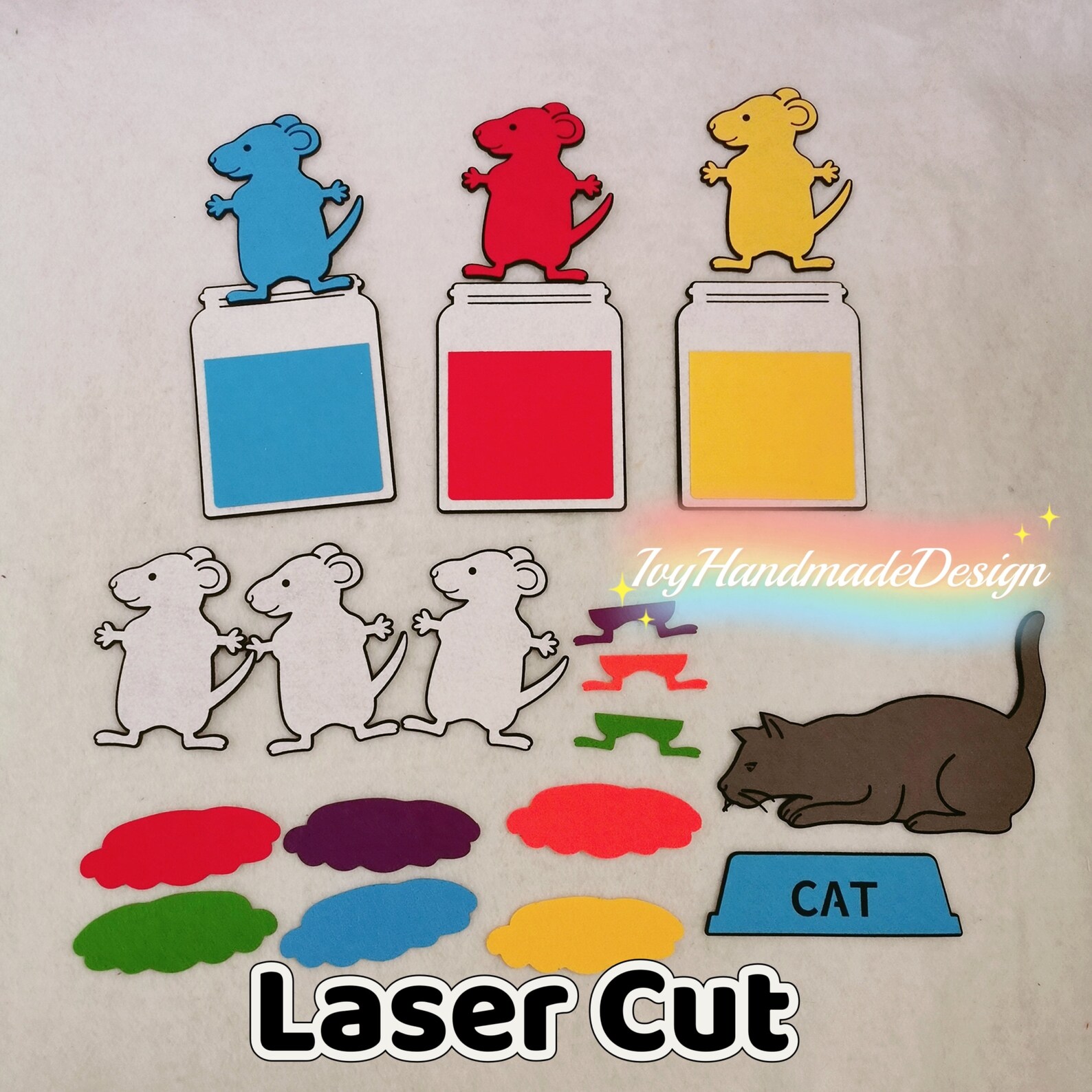 Mouse Paint Felt Board Story Set/flannel Board/preschool/creative Play ...