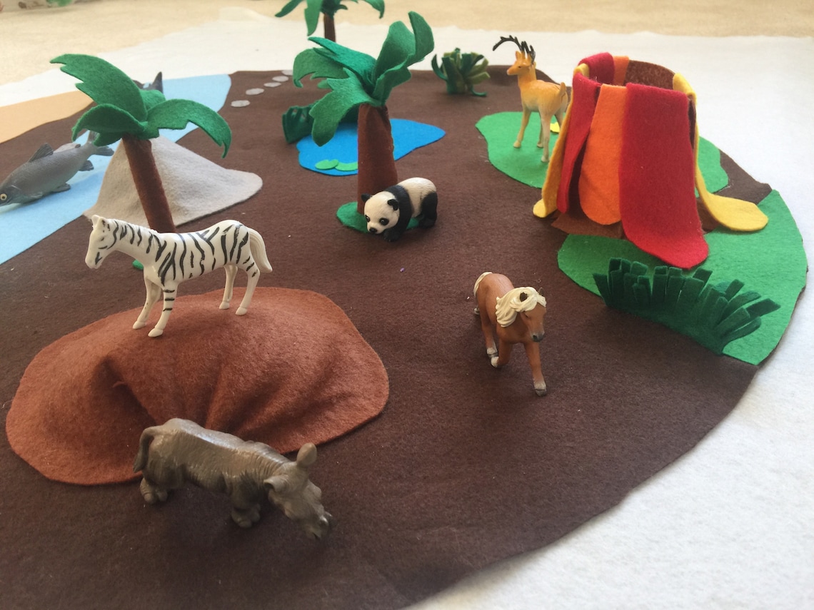 3D Felt Safari Large Play Mat/a Roll-up Safari Animal Themed - Etsy