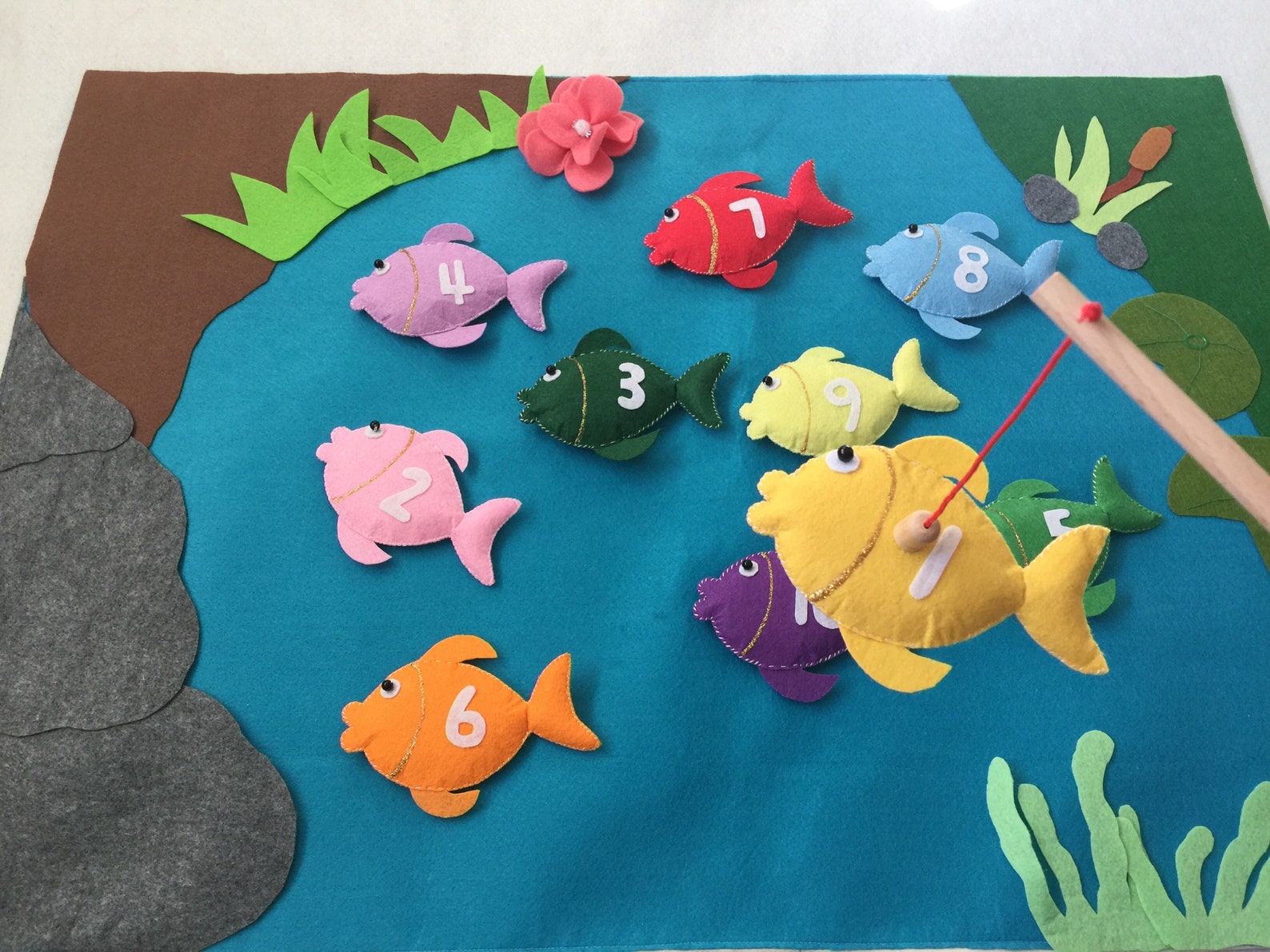 Magnetic Fishing Game/felt Sea Animals With Fishing | Etsy