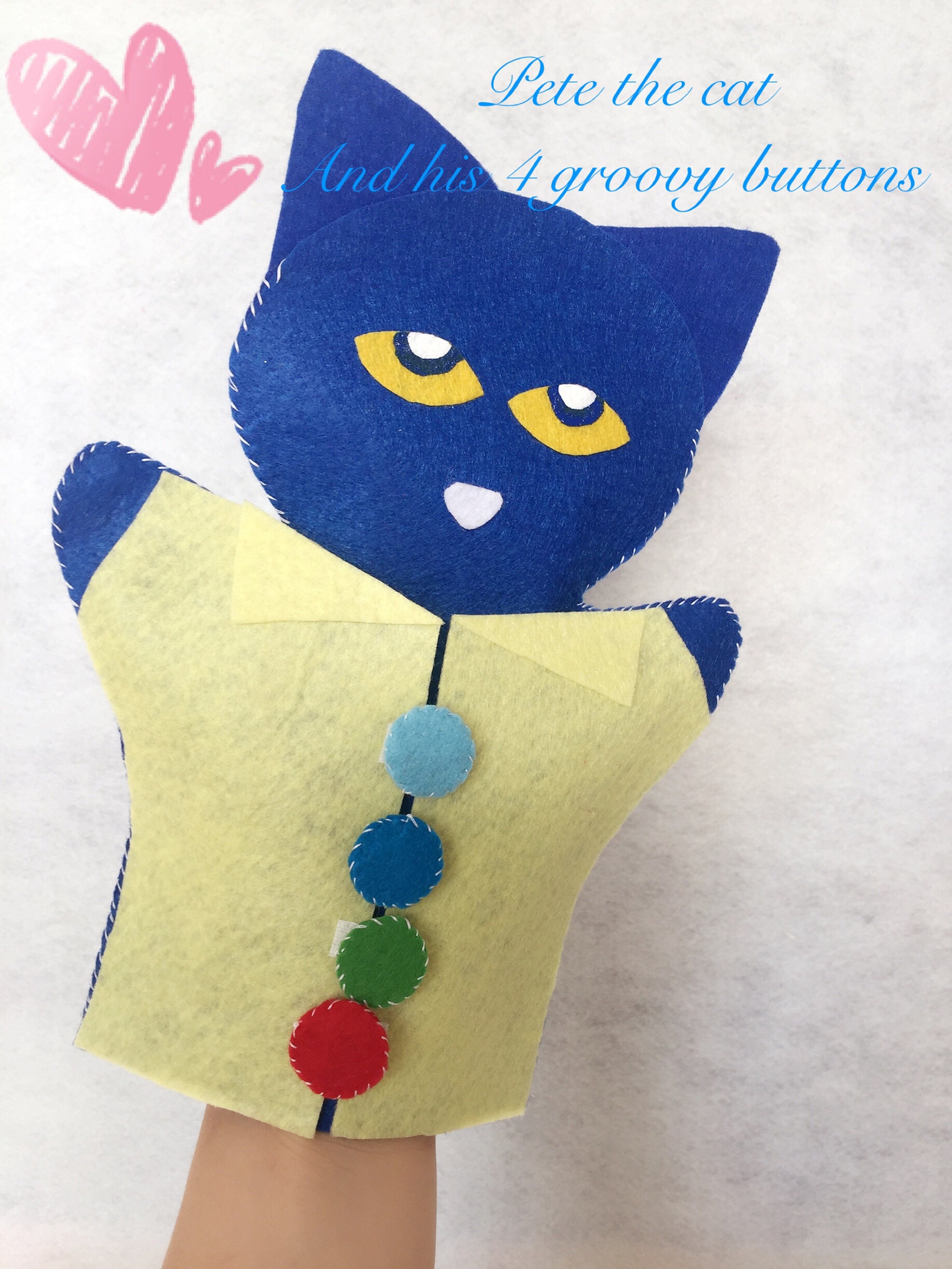 Pete the Cat and His Four Groovy Buttons Felt Hand Puppet kids Felt Toys handmade circle Time felt Story felt Board Rhyme teacher Resource Etsy Canada