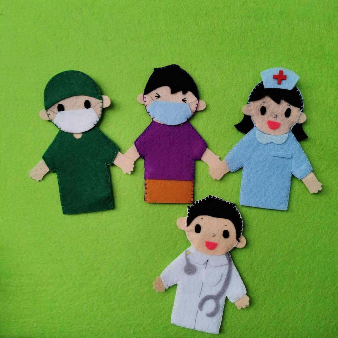 Doctor Nurse Patient Job Finger Puppet/community Helper Flannel Felt ...