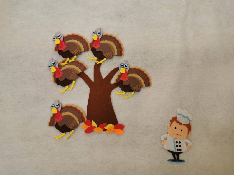 Five Fat Turkeys Flannel Board Felt Story Song/thanksgiving - Etsy