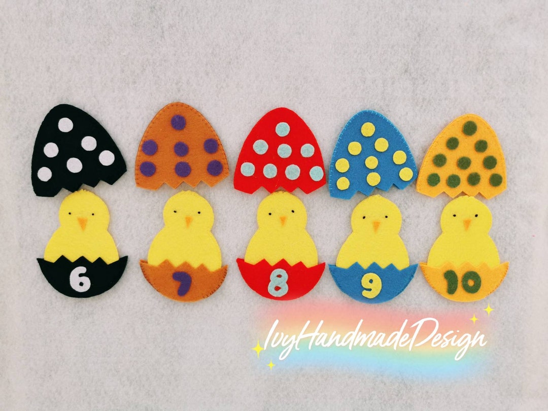 10 Little Chicks Egg Finger Puppets Felt Board Story/easter Eggs Circle ...