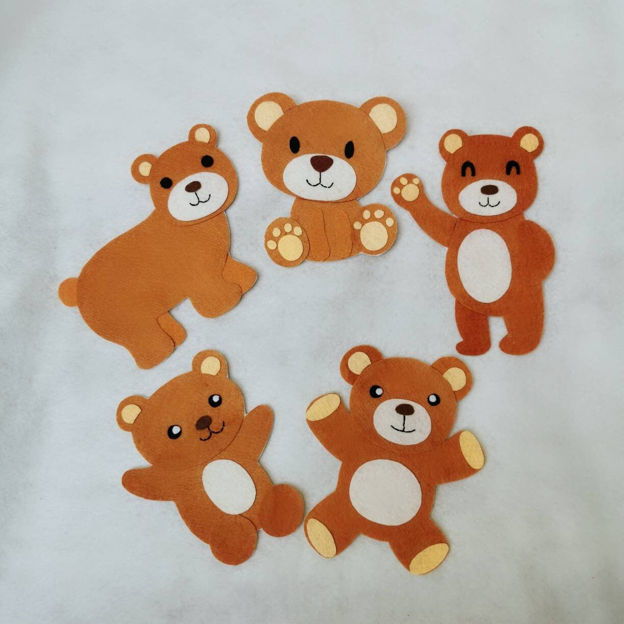 5 Little Bears Jumping on the Bed Felt Board Felt Set/five Bears in the ...