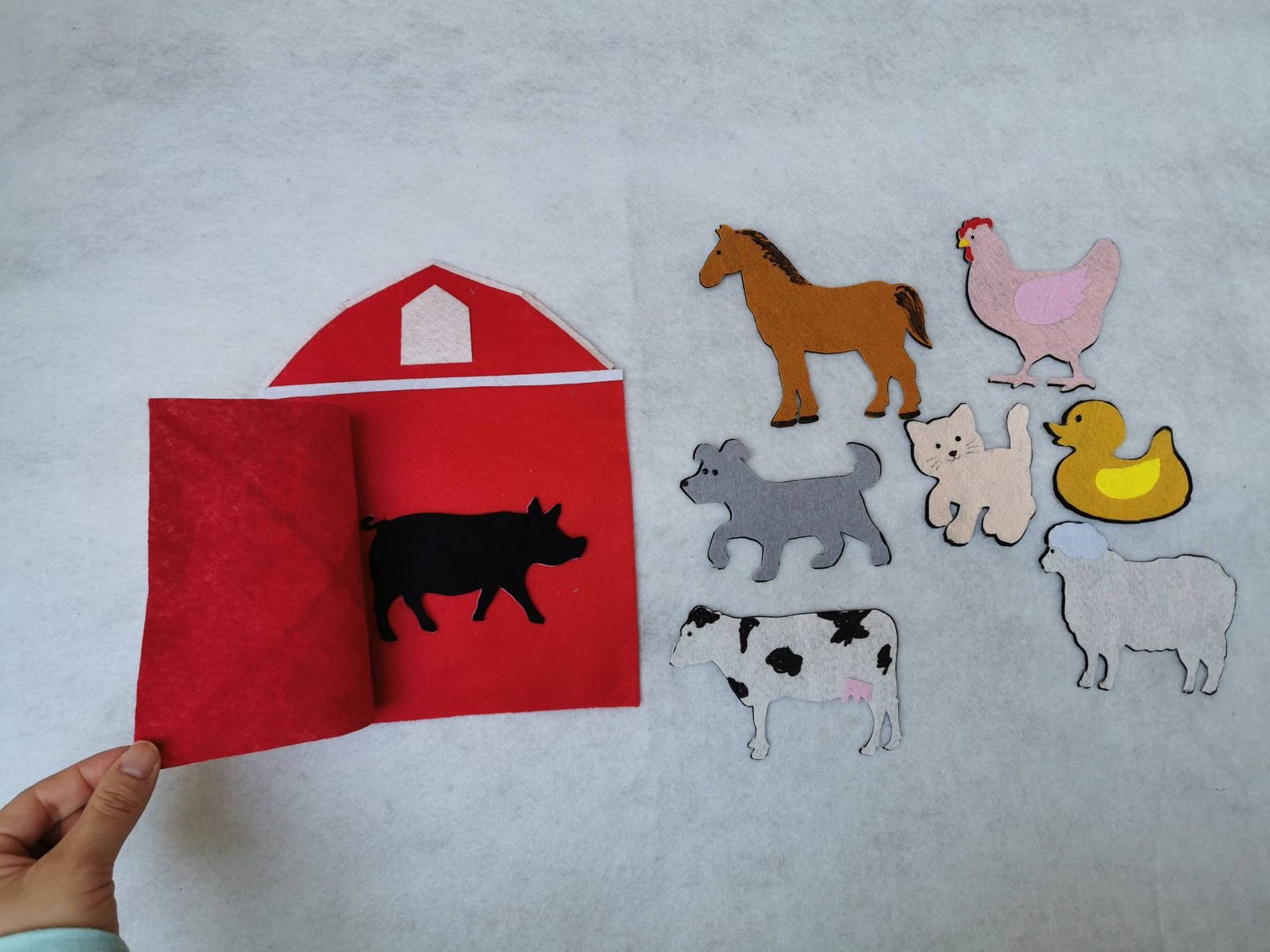 Who's Behind Barn Door Game/farm Animal Felt Board Story/flannel Board ...