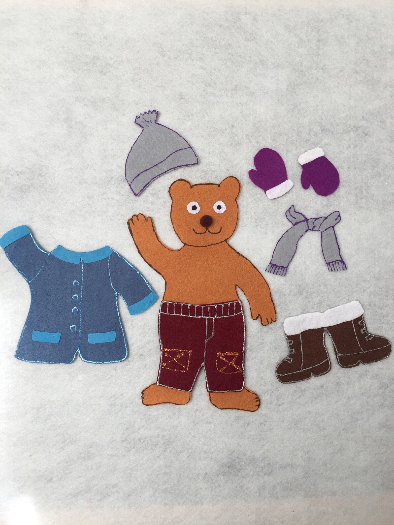 Teddy Bear Gets Dress Felt Story Set/weather/felt Board Story/circle ...