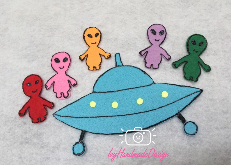 Five Little Men in a Flying Saucer Felt Board/song/circle | Etsy