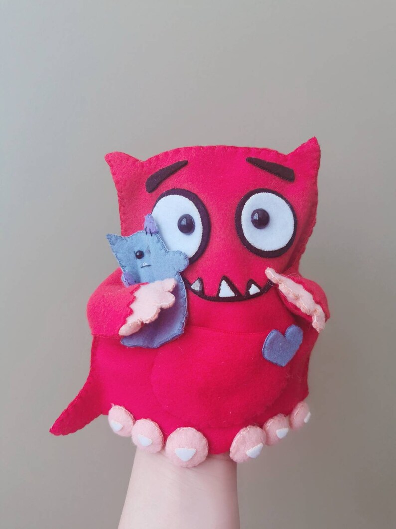 Love Monster Felt Hand Puppet/friend Finger Puppet Felt - Etsy