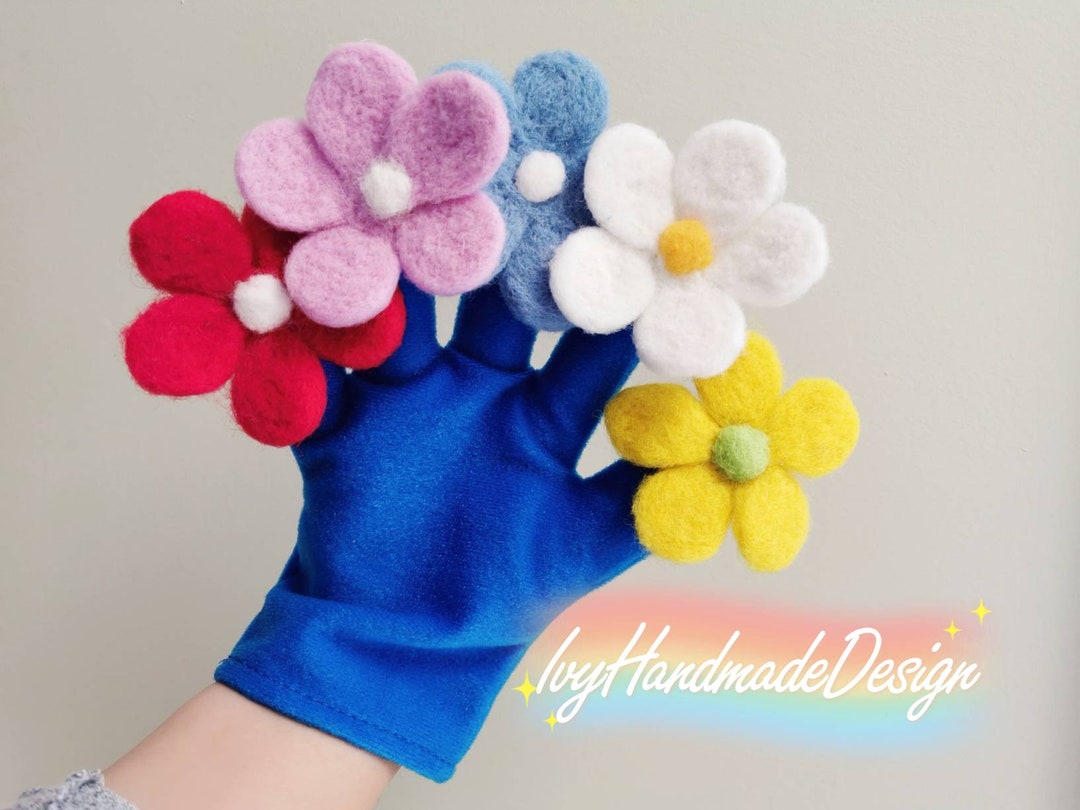 Five Little Flower Finger Play Glove/felt Puppet Glove/ece/circle Time ...