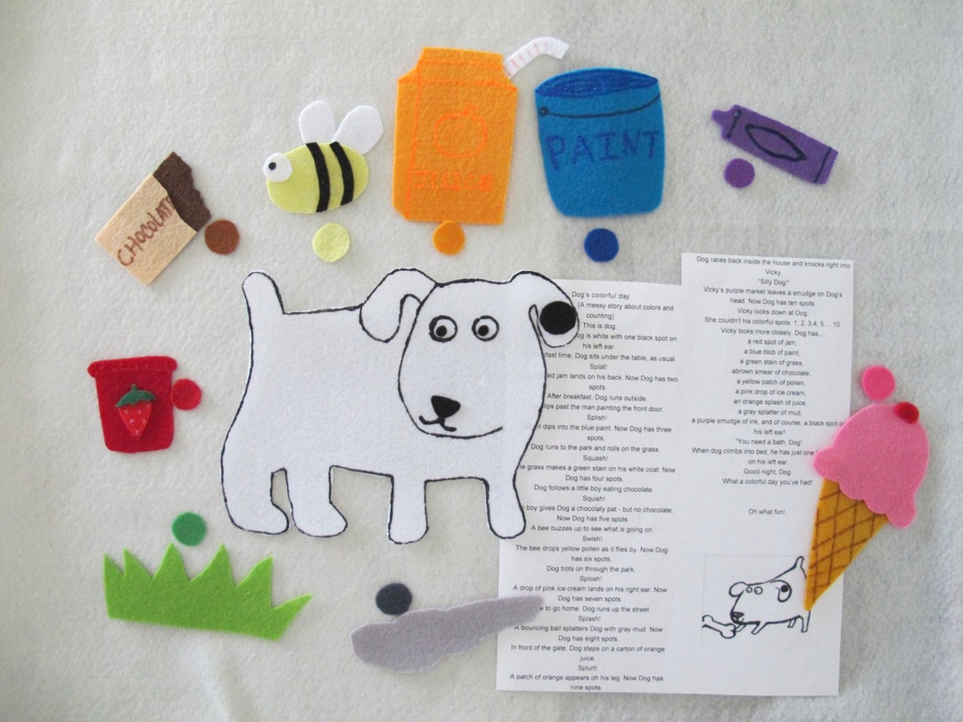 Dog's Colorful Day Felt Story Set/teaching Resource/ - Etsy
