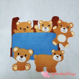5 Little Bears Jumping on the Bed Felt Board Felt Set/five Bears in the ...
