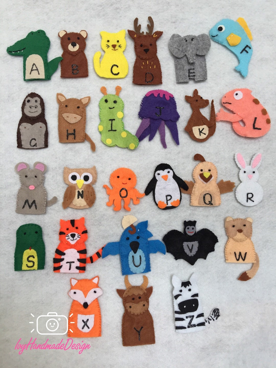 26 Animals Phonics Zoo Felt Finger Puppets/jungle Animal Wool Felt ...