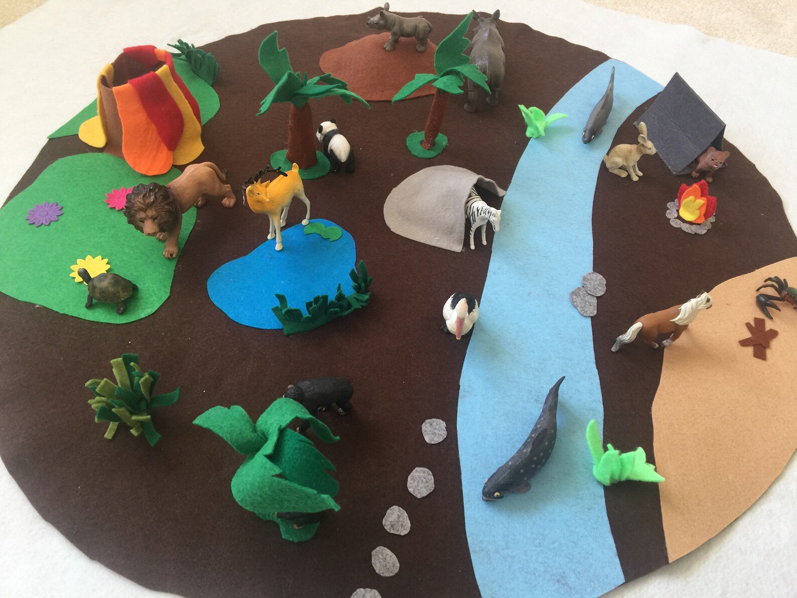 3D Felt Safari Large Play Mat/a Roll-up Safari Animal Themed - Etsy