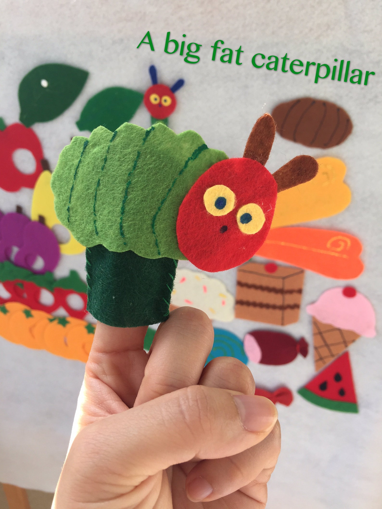 The Very Hungry Caterpillar Felt Food Set/Finger puppet/Felt | Etsy