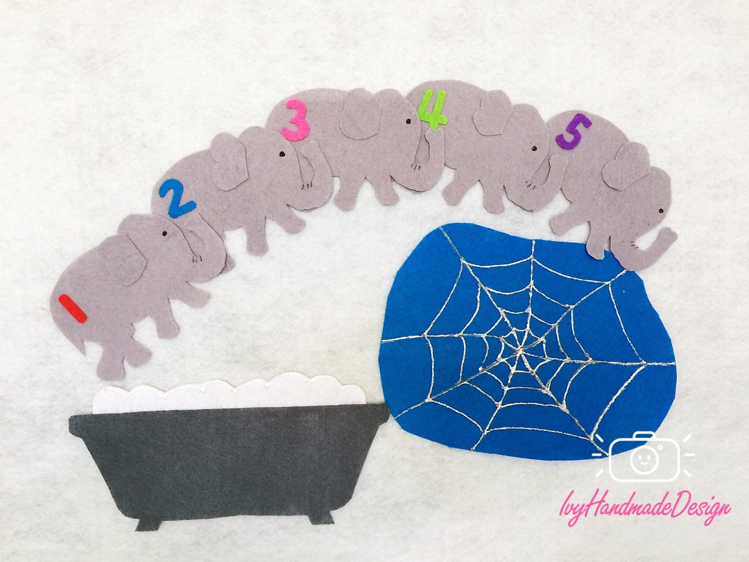 5 Elephants Went Out to Play Felt Story/5 Elephants Bathtub Flannel ...