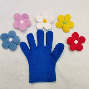 Five Little Flower Finger Play Glove/felt Puppet Glove/ece/circle Time ...