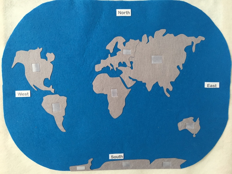 Montessori Felt World Map/world Map With Continent & Ocean/geography ...
