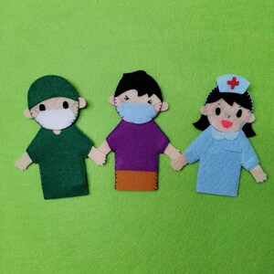 Doctor Nurse Patient Job Finger Puppet/community Helper Flannel Felt ...