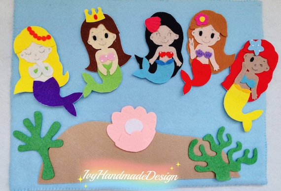 Mermaids Felt Set/5 Little Mermaids Flannel Board/teaching | Etsy