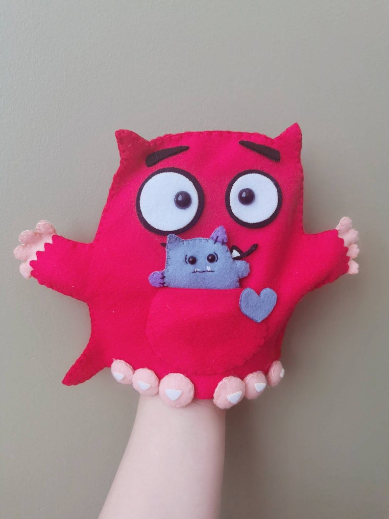 Love Monster Felt Hand Puppet/friend Finger Puppet Felt - Etsy